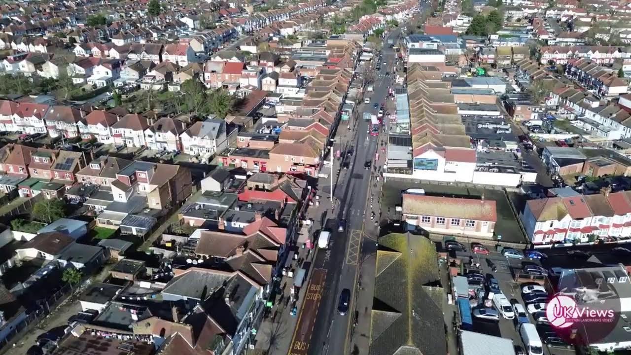London, Ealing road, alperton view HD (Drone Aerial 4K UHD Video ...