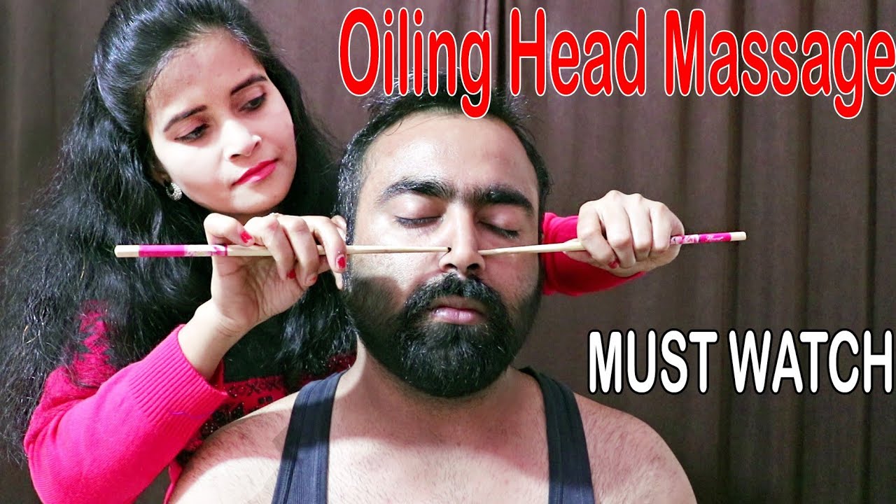 Havey Oiling Head massage with chopsticks by lady cosmic barber - asmr ...