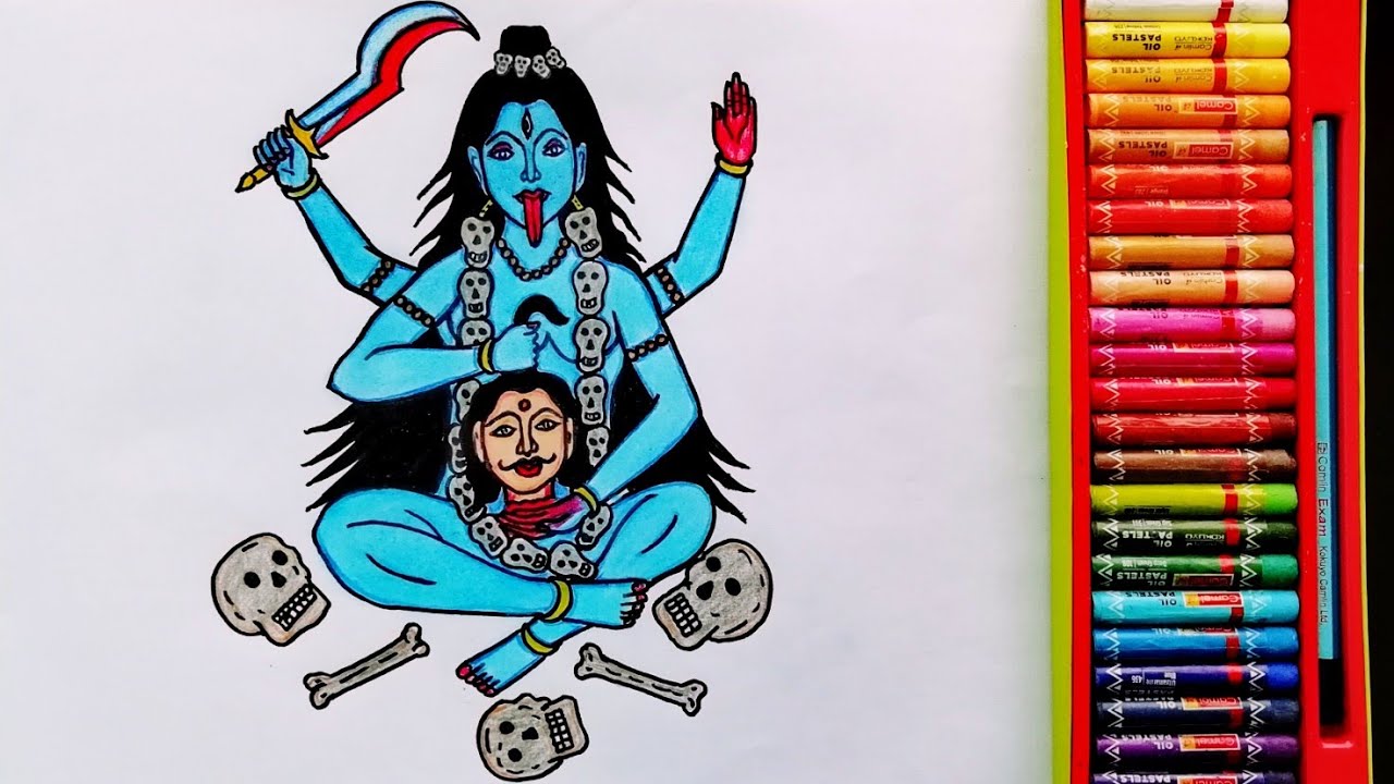 How to Draw Kaalika Mata Step By Step | Painting Of Chamunda Mata ...