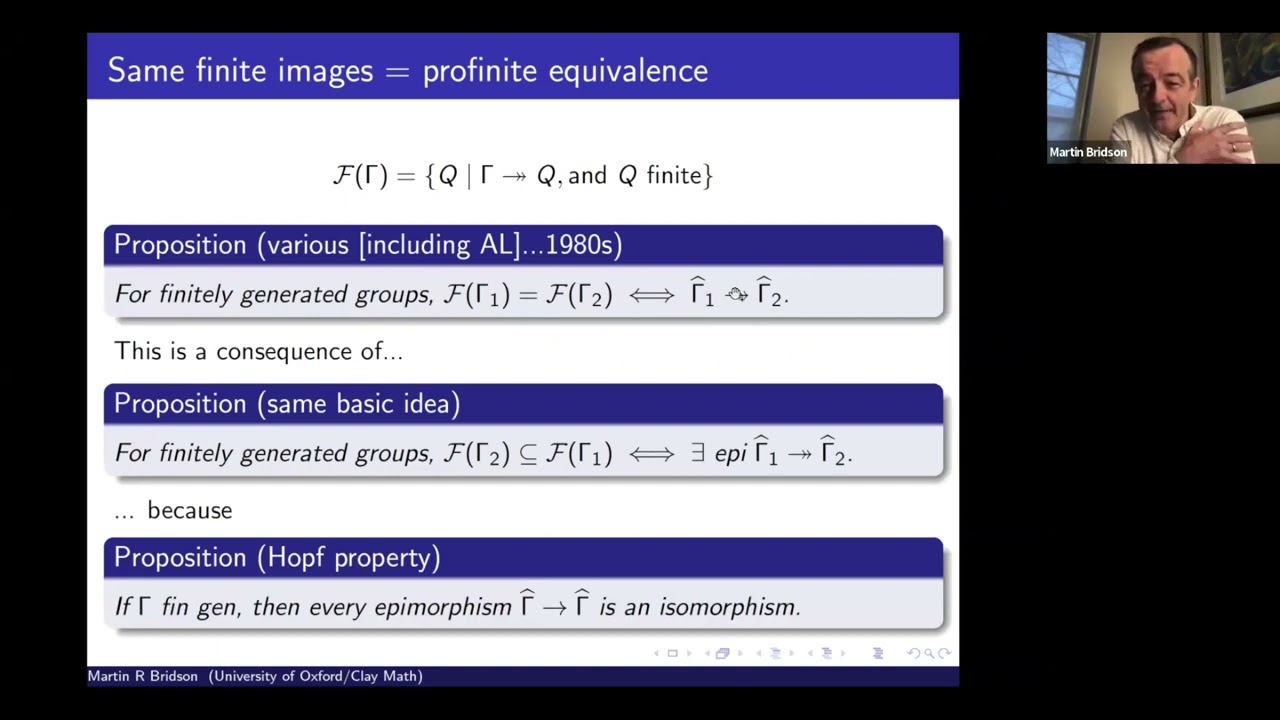 Grothendieck Pairs and Profinite Rigidity - Martin Bridson - YouTube