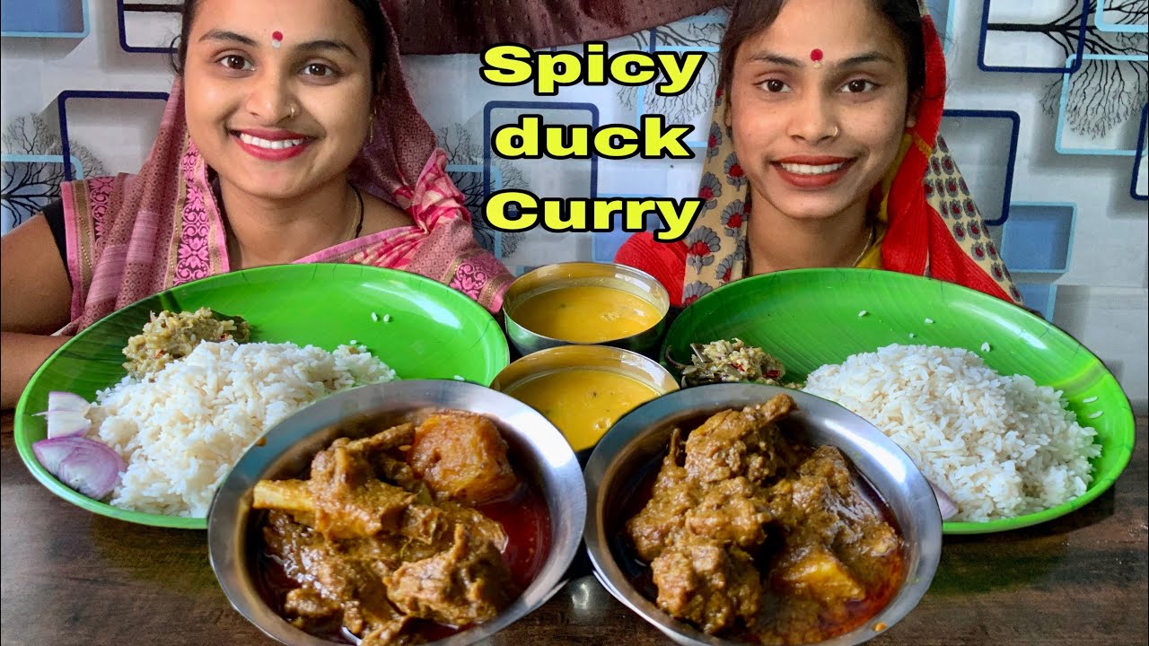 Eating🔥duck curry Dal fry vegetable Bharta Bengali duck curry Mukbang ...