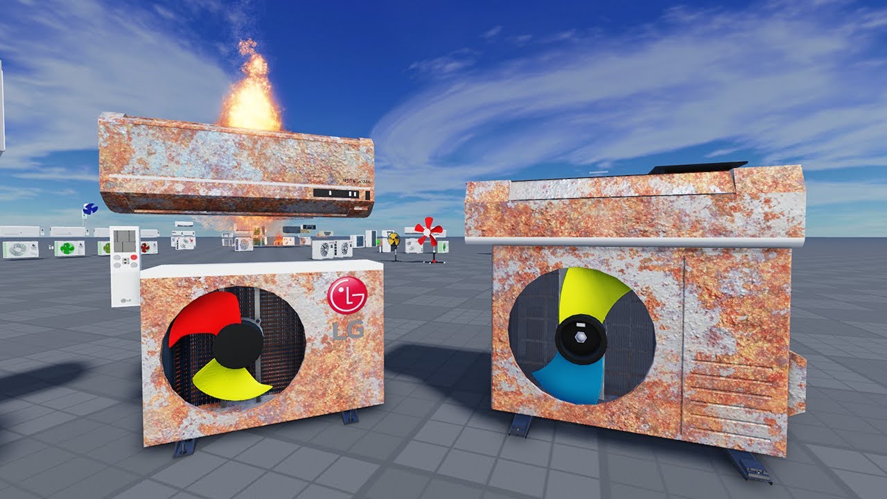 1 Unit Air Conditioner Uncovered Burned and Rusty | Roblox AC - YouTube