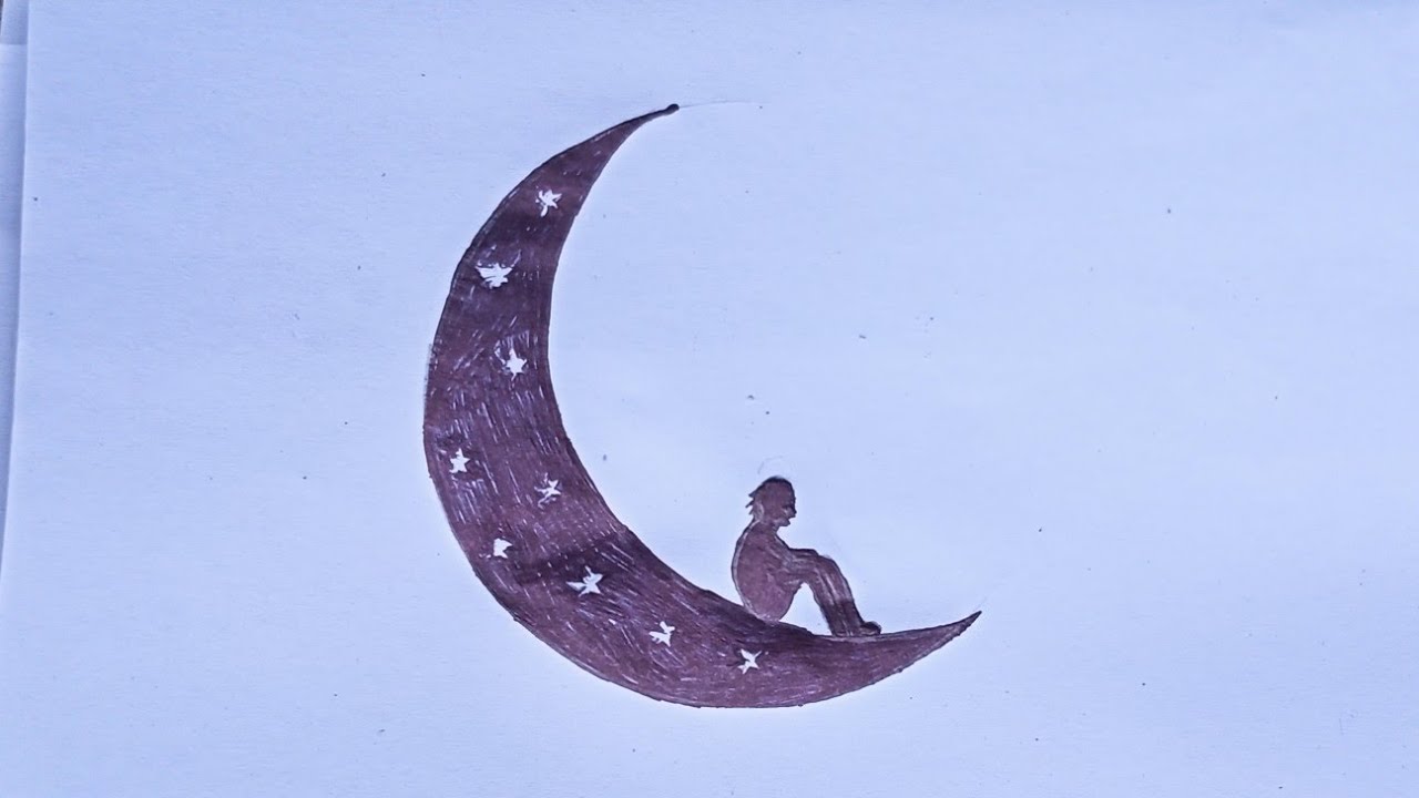 #PencilDrawing How to Draw A Sad Boy Sitting on the Moon Alone |Easy ...