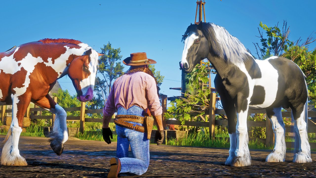 Arthur Morgan Taming Beautiful Gypsy Cob Horses at Emerald Ranch | RDR2 ...