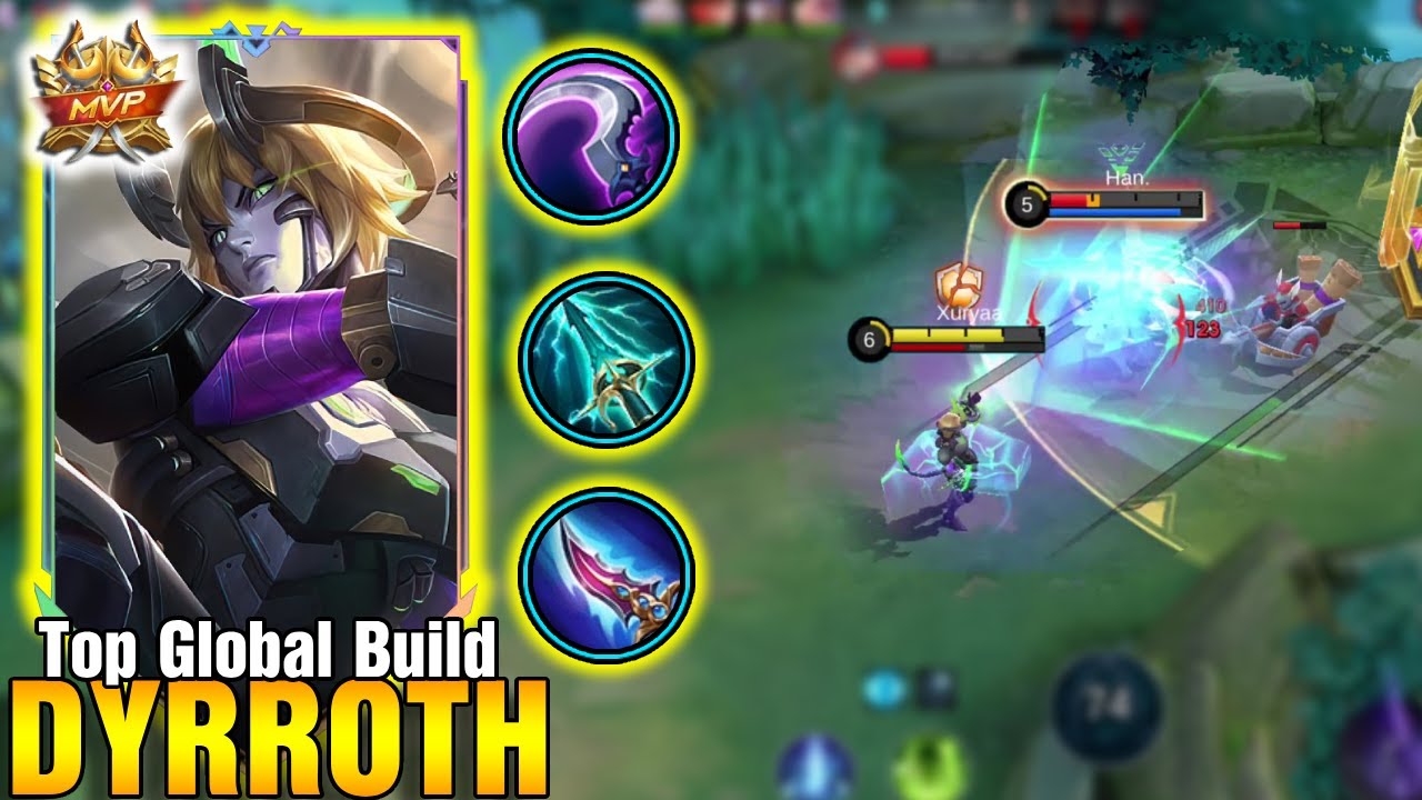 DYRROTH ONE HIT TOP GLOBAL BUILD BEST DAMAGE ITEMS - MLBB DYRROTH ...