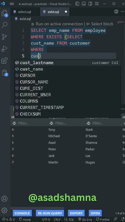 EXISTS operator in #mysql #coding #shorts #shortvideo - YouTube