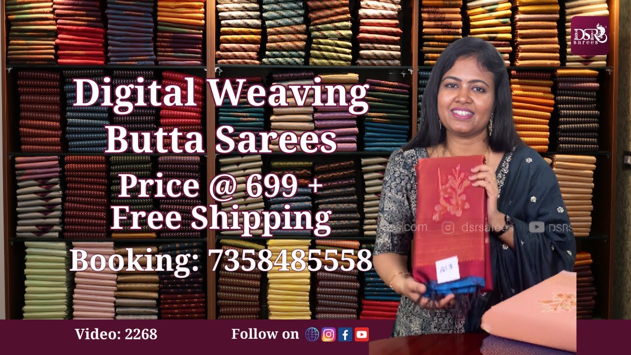 Video: 2268 | Digital Weaving Butta Saree @ 699+$ | Booking: 7358485558 ...