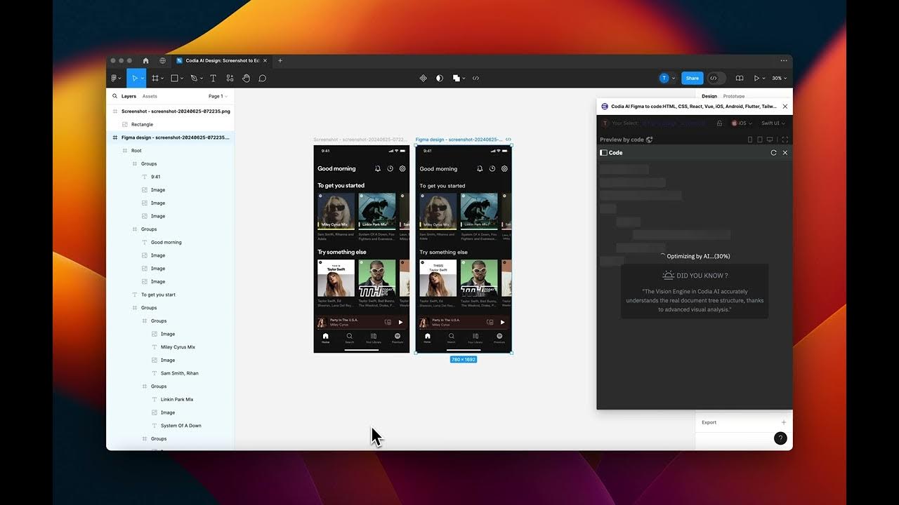 Figma to Code: Convert Spotify into code for any platform such as frontend, mobile,Mac through ...