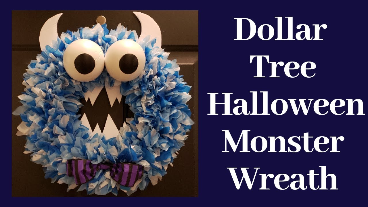 Dollar Tree Halloween Monster Wreath - YouTube