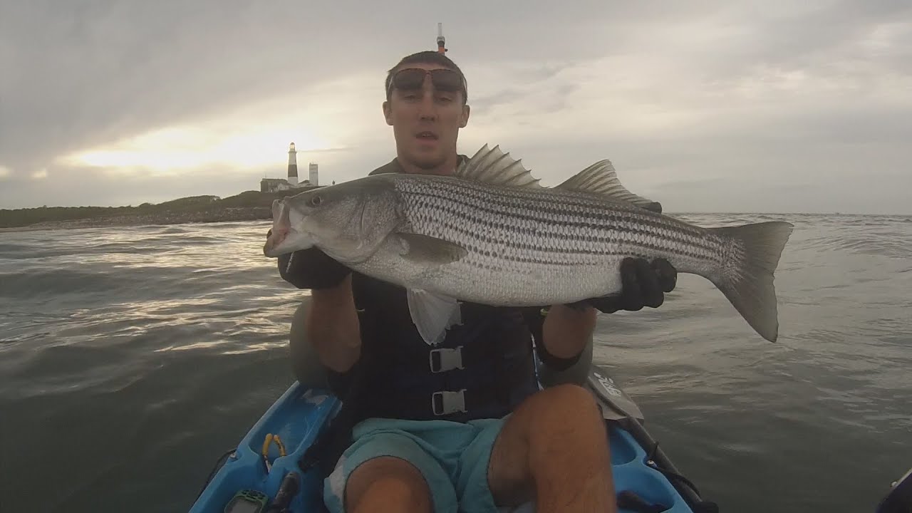 Umbrella Rig Kayak Striped Bass Fishing Montauk NY - YouTube
