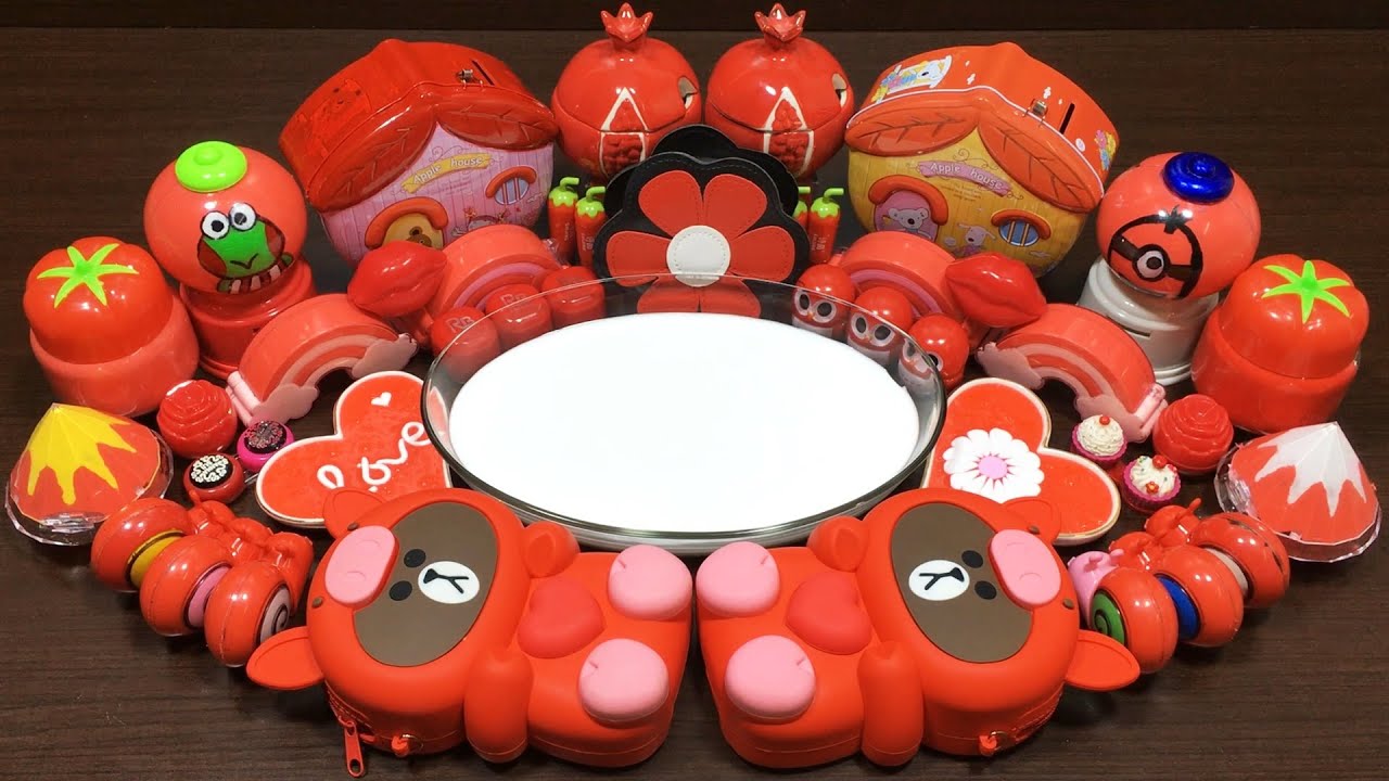 Red Slime | Mixing Glitter and Floam into Glossy Slime | Satisfying ...