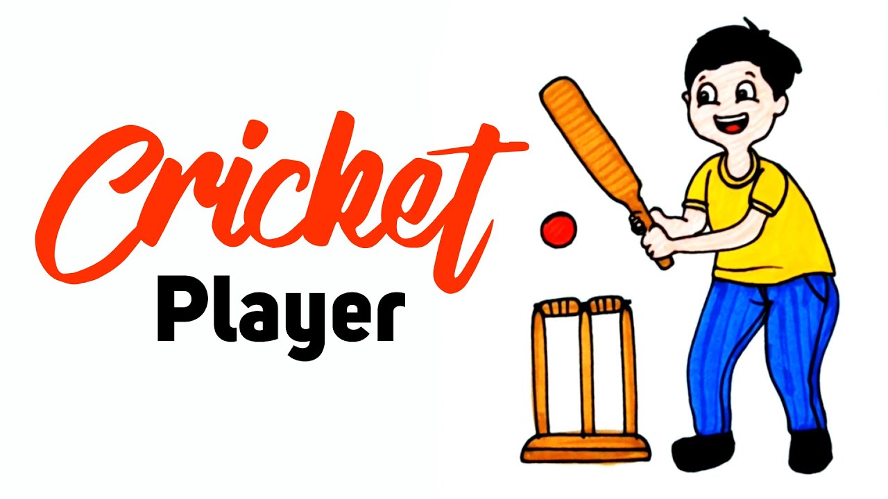 How to Draw Cricket Player | Cricketer drawing For Kids | Draw Dots ...