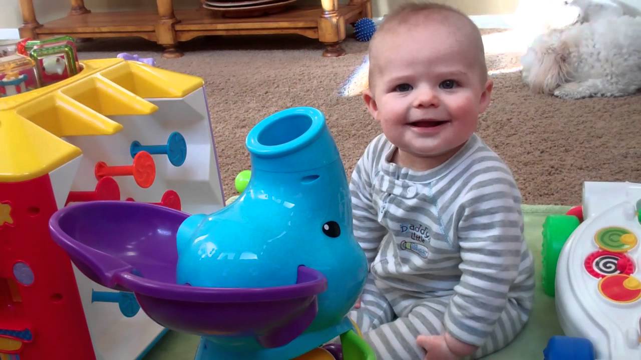 Baby Luke's Elephant Ball Popper - YouTube