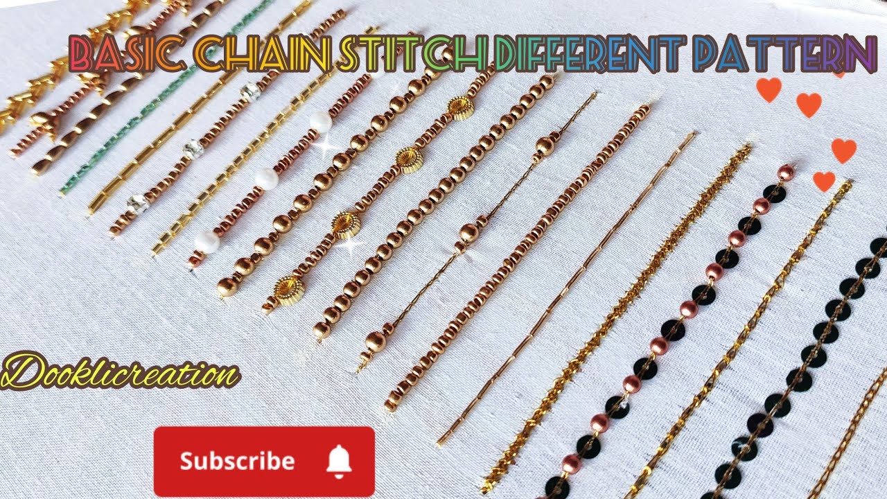 Aari work design, basic chain stitch different pattern, Aari work ...