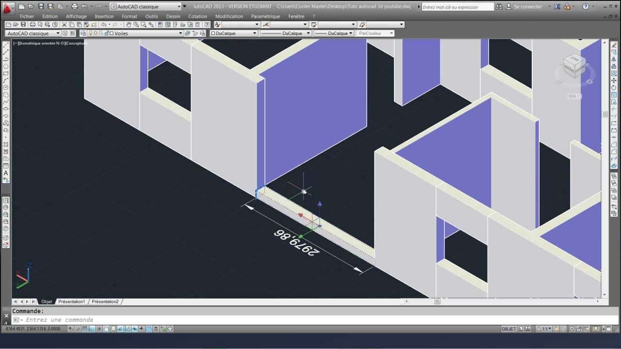 Autocad Episode 3 Modélisation 3d Tuto De A à Z Youtube
