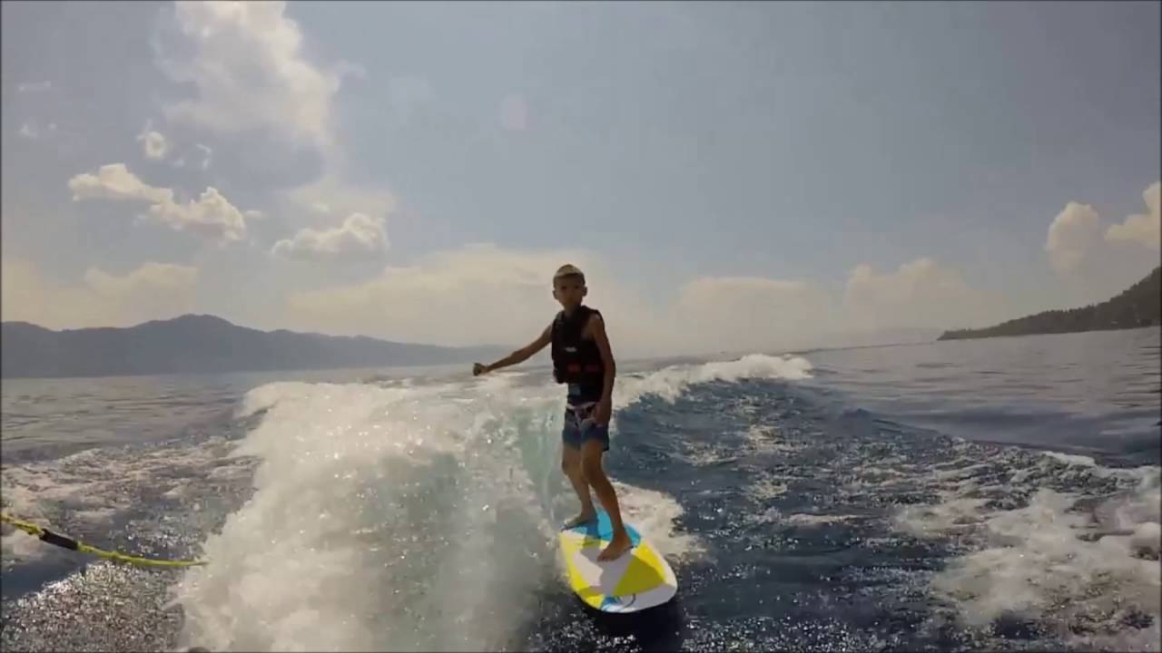 Maxwell masters wake surfing after a few tumbles, Lake Tahoe ...