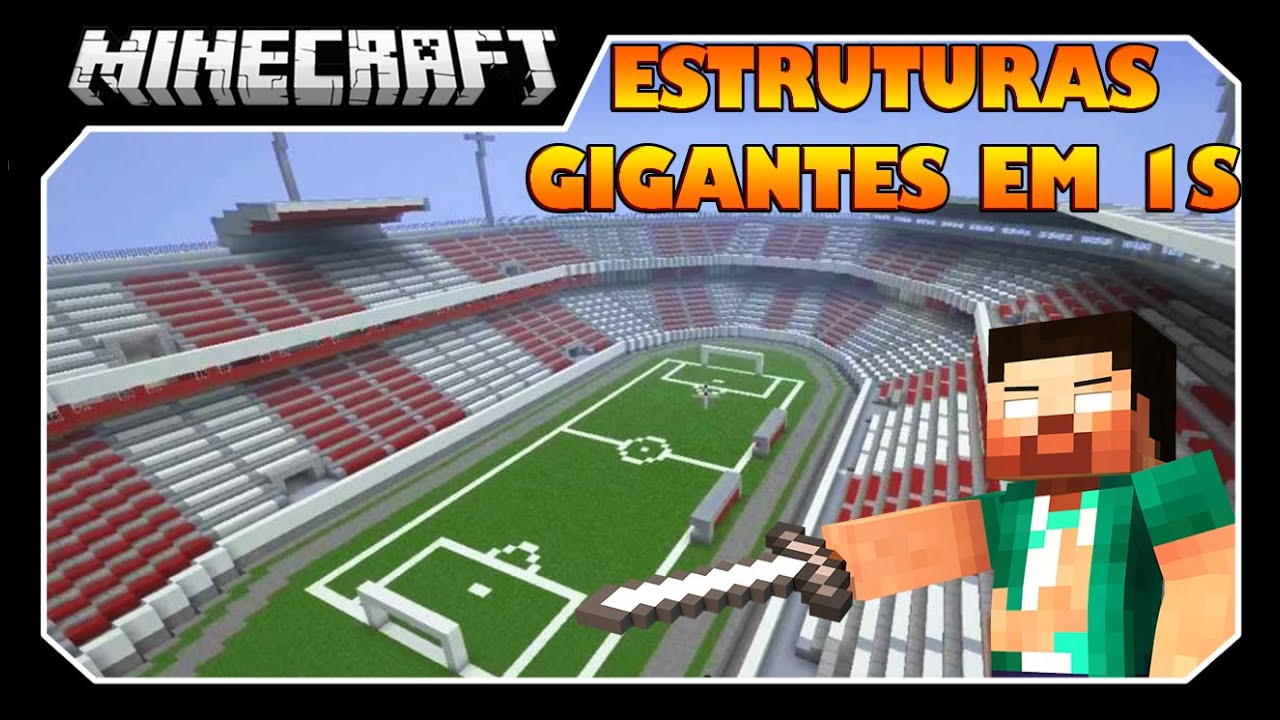 Minecraft - ESTRUTURAS GIGANTES EM 1S (ESTÁDIOS, CASAS, MONTANHA-RUSSAS ...