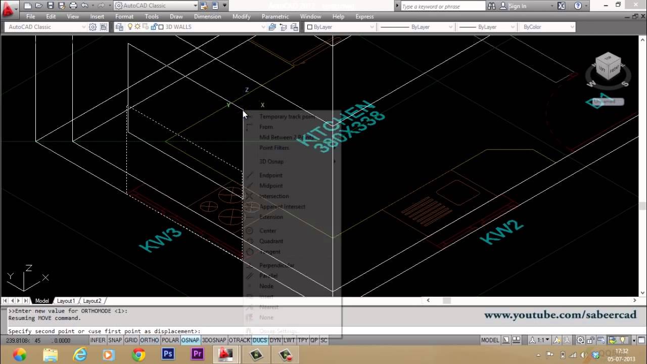 AUTOCAD 3D HOUSE PART1 MAKING 3D WALLS - YouTube