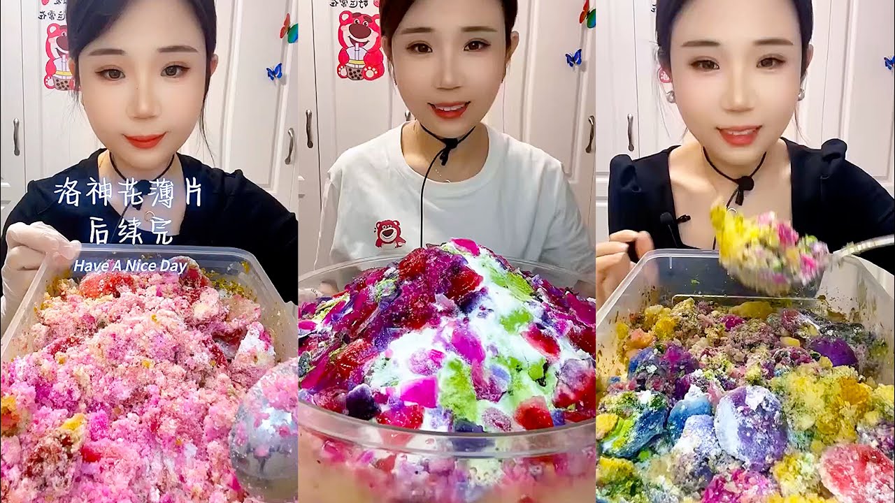 REQUEST|| YY FINISHING HER SHAVED ICE EATING WITH ICE CHIPS AND MATCHA ...