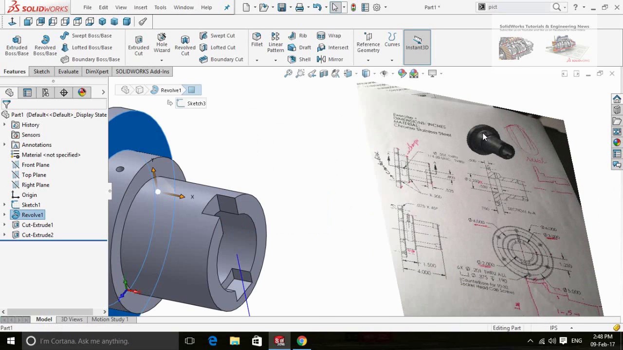 How to Model from Dificult Drawing Exercises SolidWorks Tutorial - YouTube