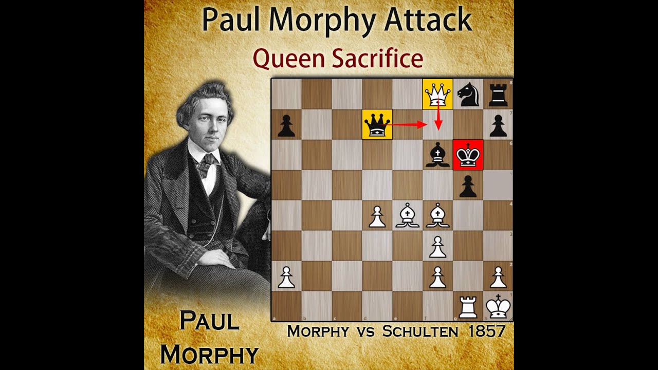 Paul Morphy's Attack | Queen Sac | Morphy vs Schulten 1857 - YouTube