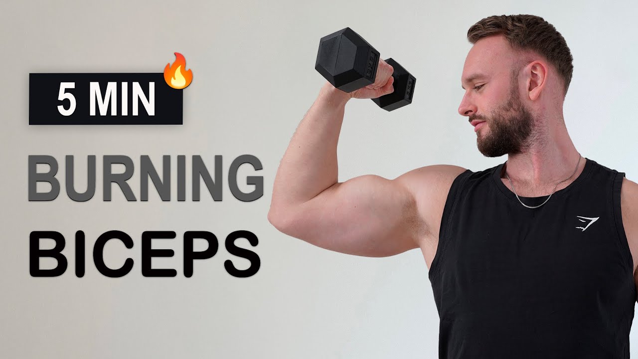 5 Min Burning Biceps | Dumbbells | Perfect Finisher (No Repeats, All ...