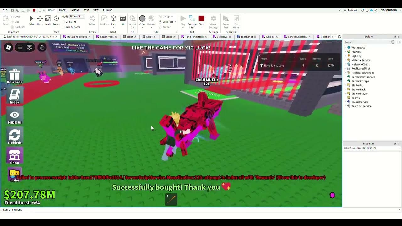 STEAL A BRAINROT MODDED (WORKING ADMIN PANEL) (UNCOPYLOCKED) - YouTube