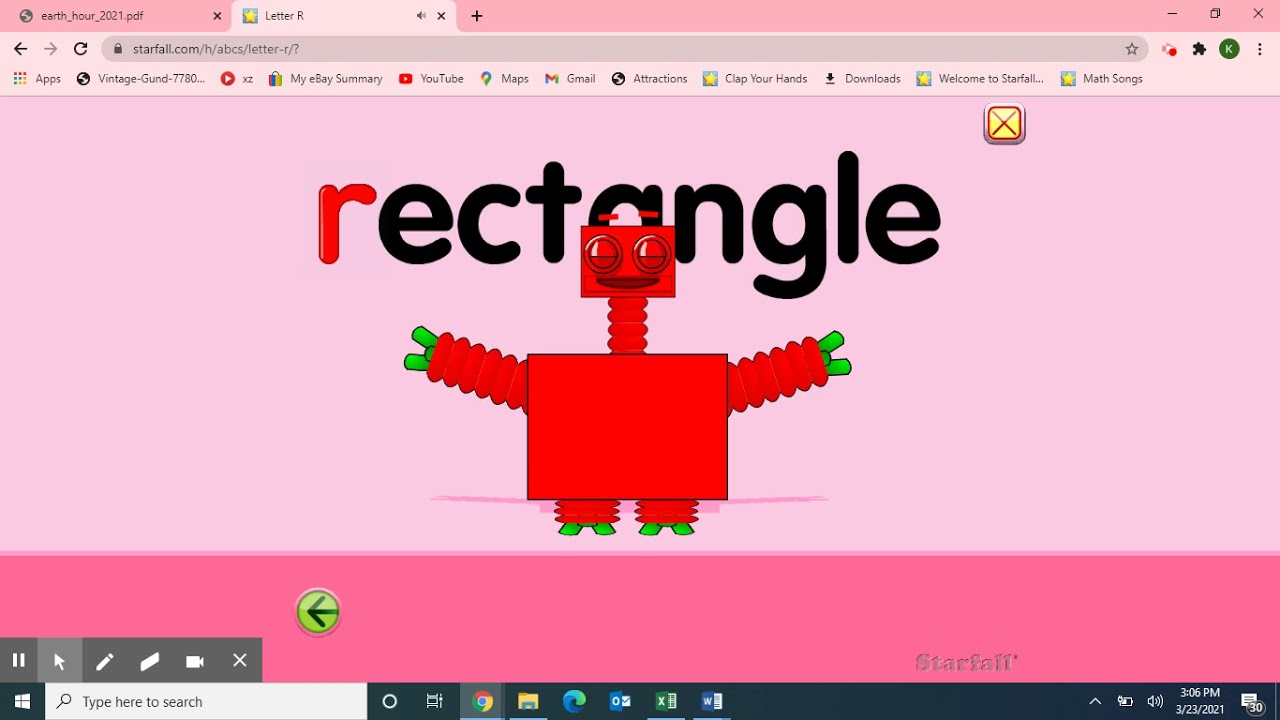 Class Meeting: 3/23/21 Starfall Music/March Calendar activities/ABC's ...