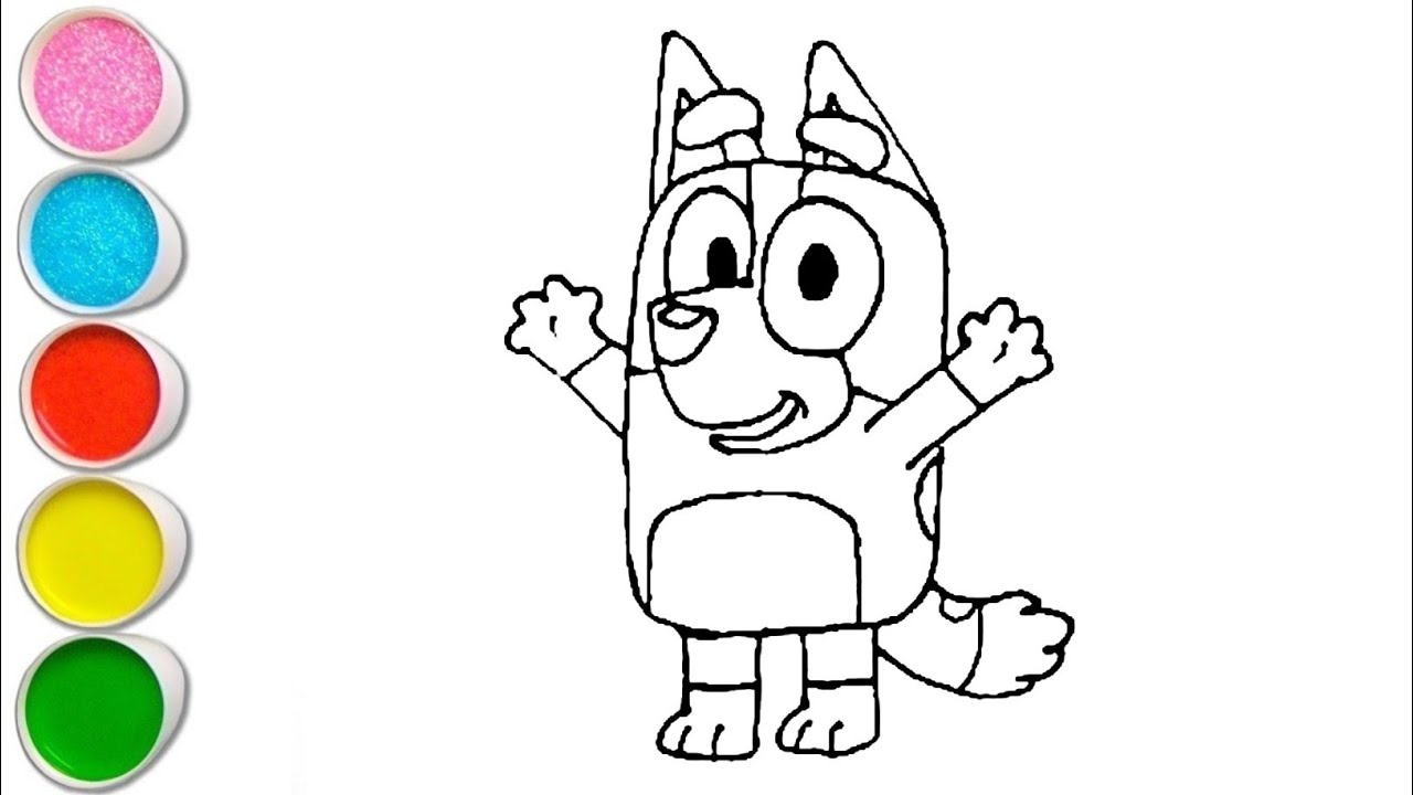 Cute Bluey Drawing, Painting and Coloring For Kids and Toddlers_ How to ...