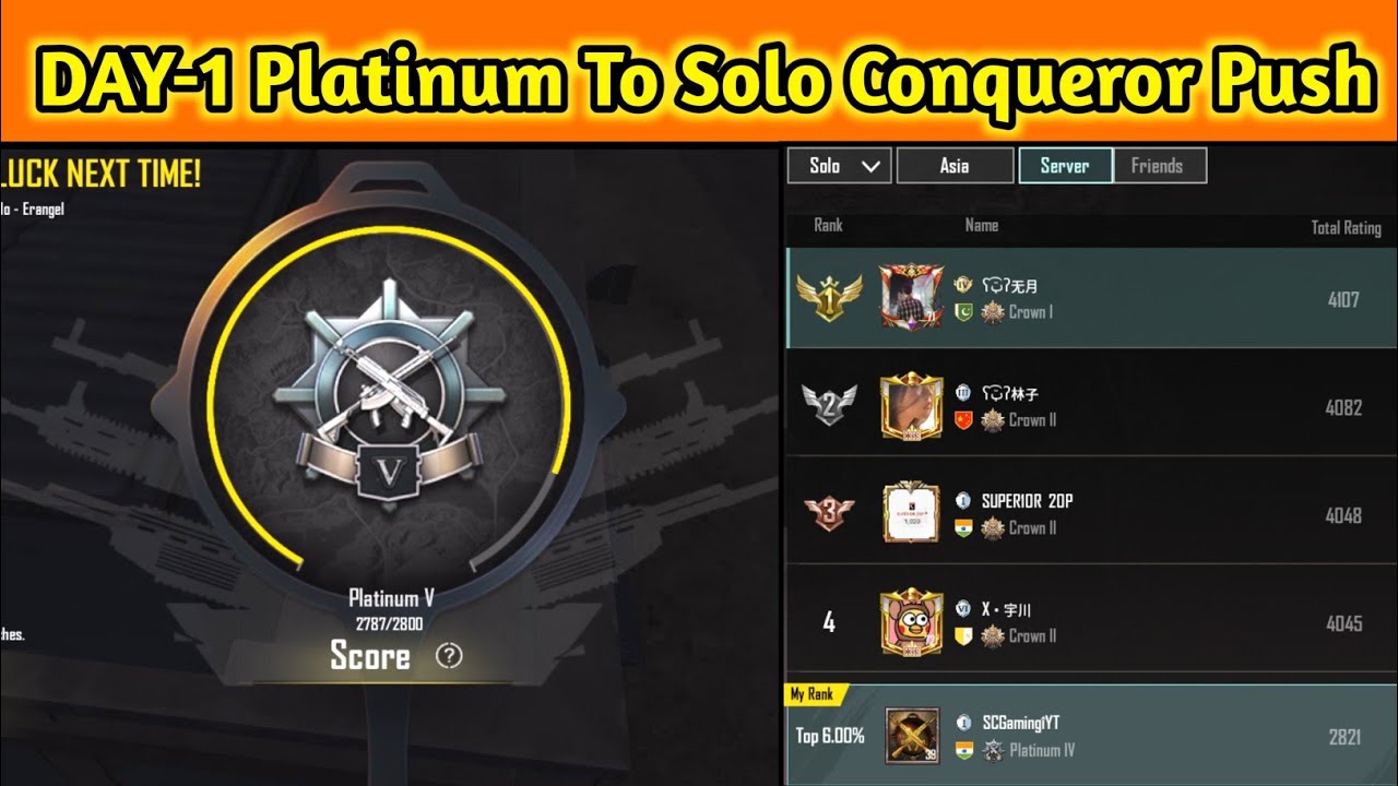 🥶 Day-1 Platinum To Conqueror In Pubg 🔥Solo Rank Push Tips And Tricks ...