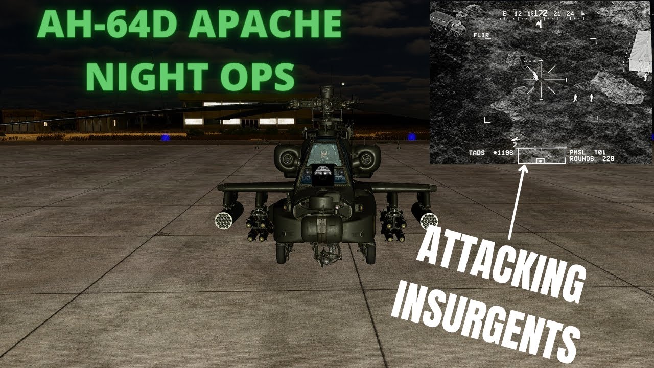 AH-64D Apache Night Mission against insurgents (DCS) (Mission Link in ...