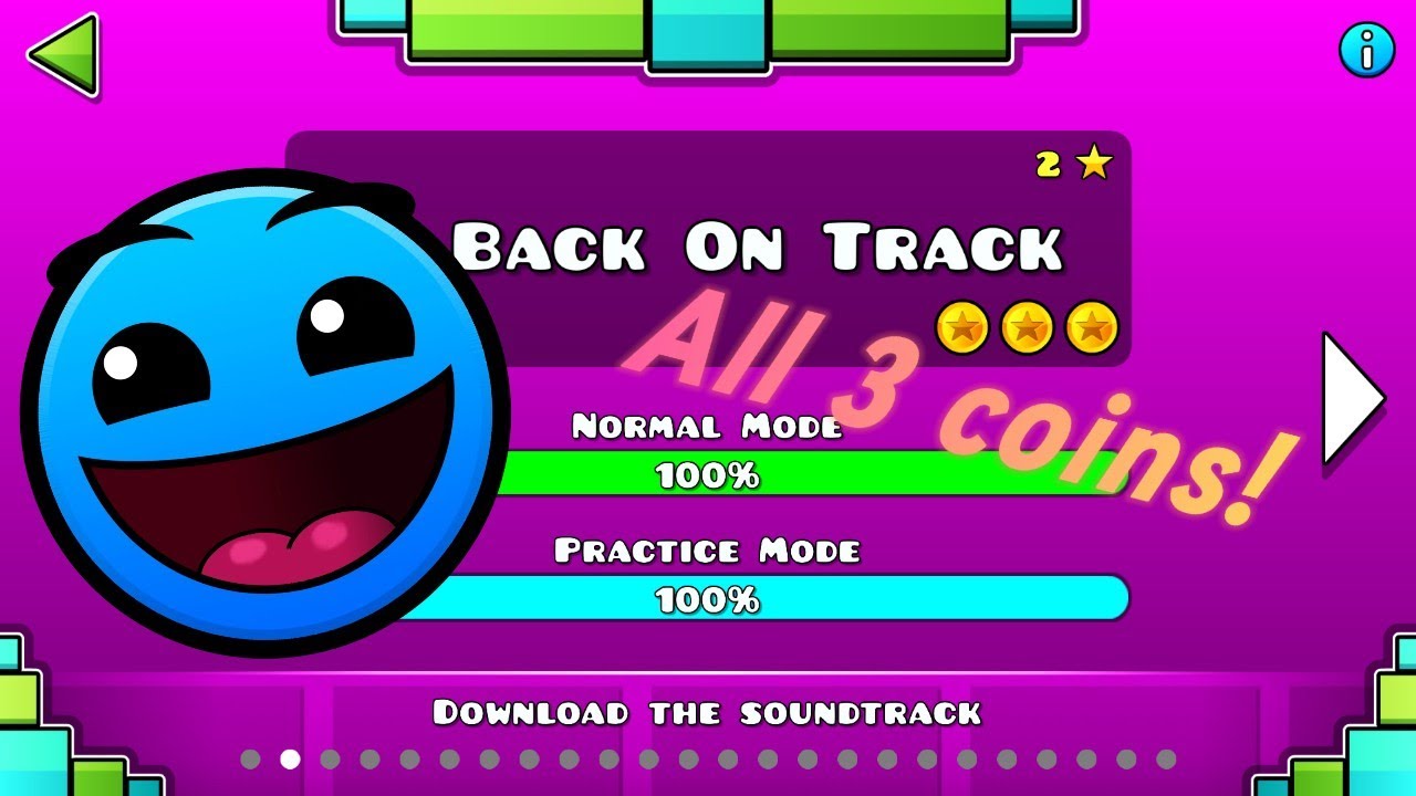 Geometry Dash Back on Track with all 3 coins! - YouTube