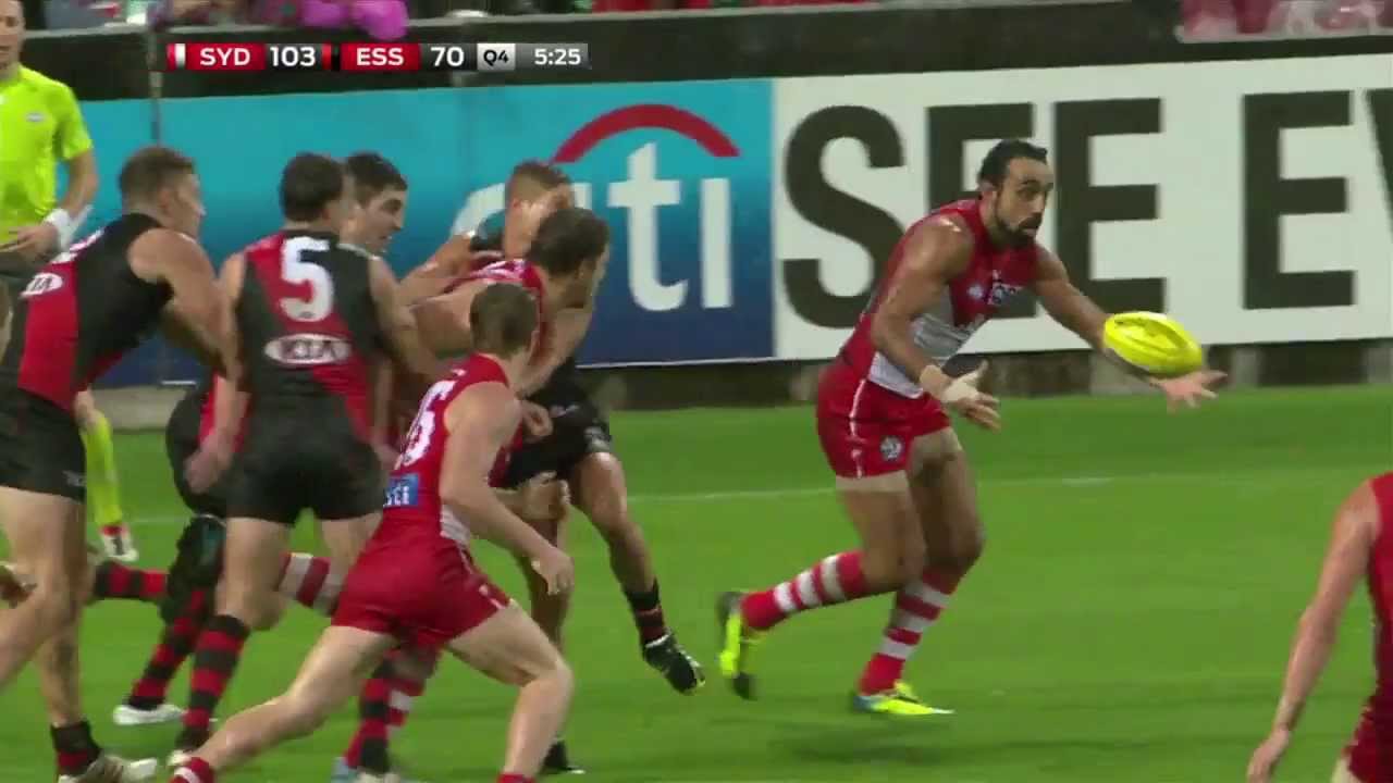 Adam Goodes' 4 goal haul against Essendon R10 2013 - YouTube