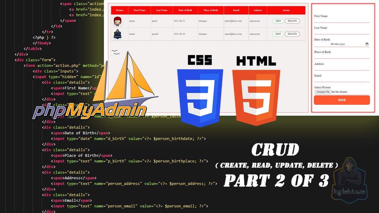 How To Create Simple Crud Create Read Update Delete With Html Css 5123