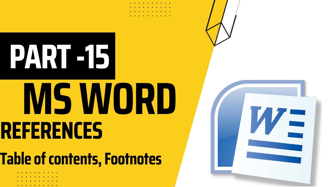 MS WORD References Tab, Table of Contents, Footnote, hce - YouTube