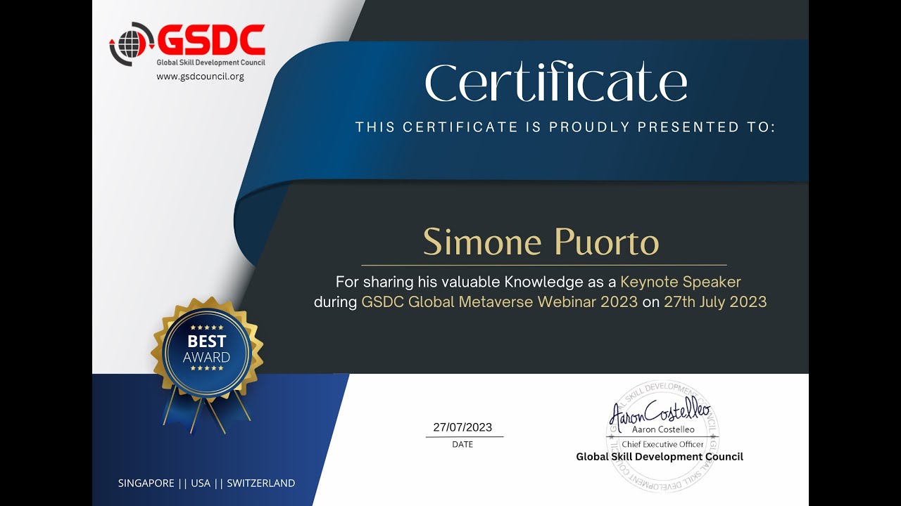 The Future of Work in the Metaverse. Simone Puorto speaks at the GSDC ...