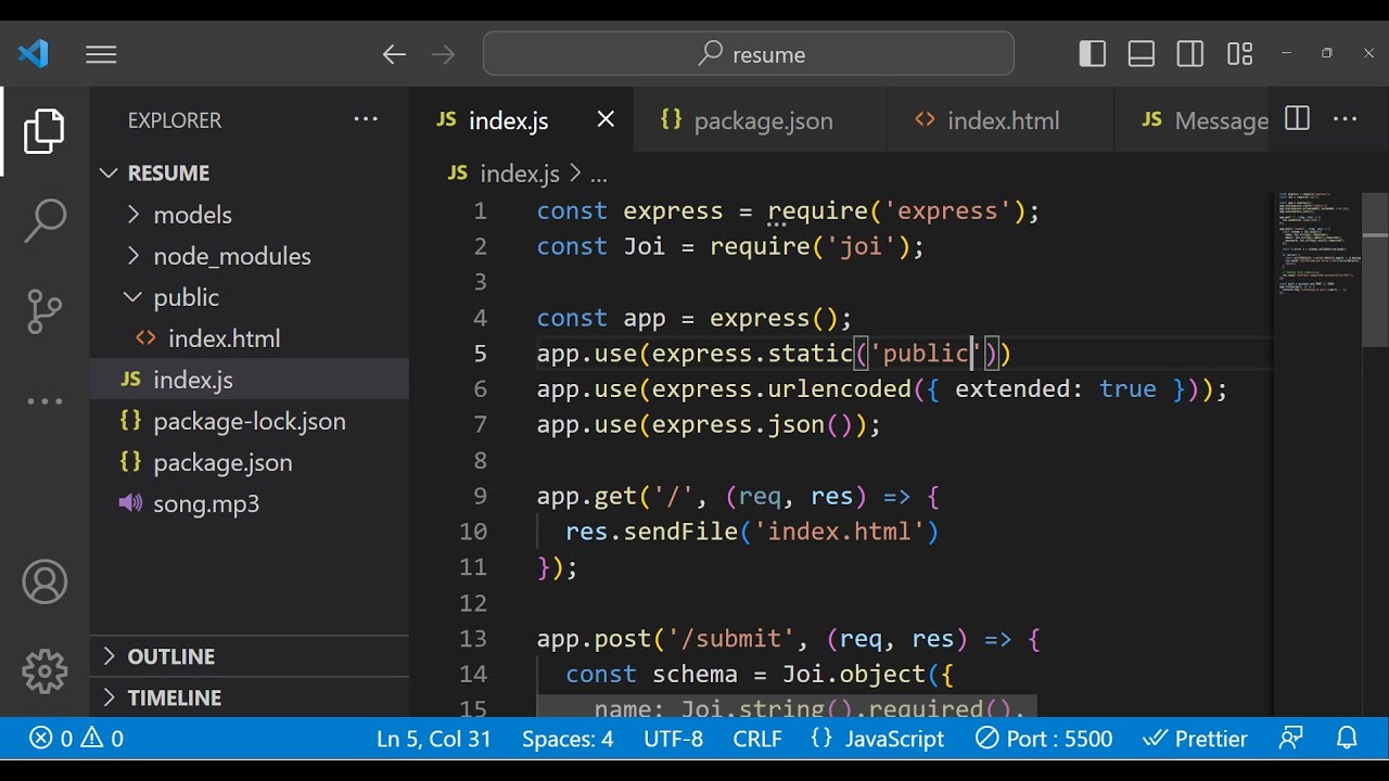 Node js Express Project To Validate User Form Data Using Joi Schema 