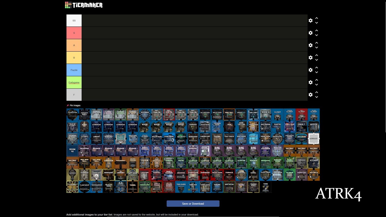 Blue prince Room tier list. ATRK4 - YouTube