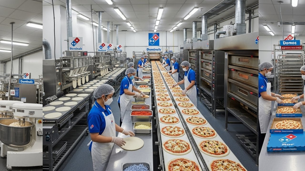 How Domino's Pizza Is Made In Factory & Store - YouTube