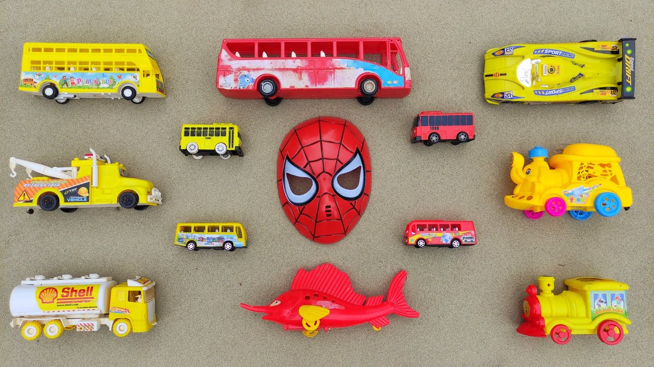 Mencari Mainan Warna Kuning Dan Merah Mobil Tayo, School Bus, Mobil ...