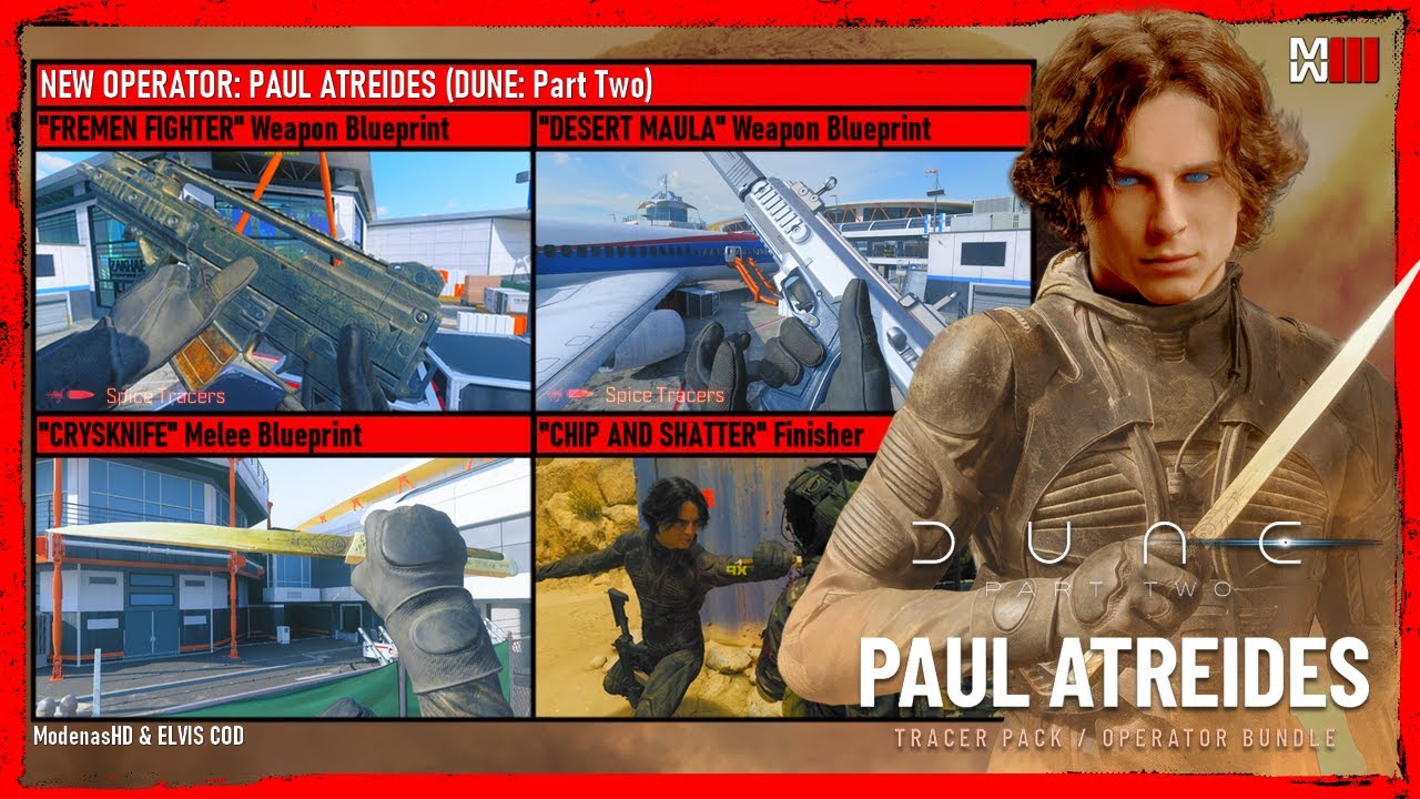 Paul Atreides Dune Part 2 Tracer Pack Operator Bundle Showcase MW3 ...