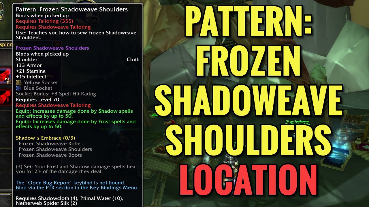 Pattern: Frozen Shadoweave Shoulders Vendor Location (WoW TBC) - YouTube