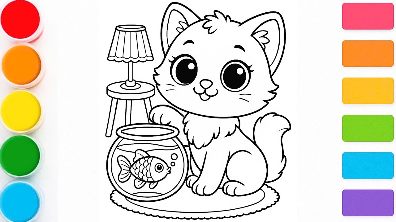 How to draw a cat and a fish | step by step - YouTube