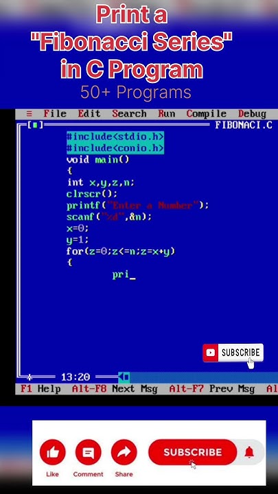 Fibonacci Series in C language | #shorts #youtube #ytshorts #trending #youtubeshorts #music # ...