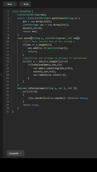 131 Palindrome Partitioning Java Leetcode January Challenge 2023