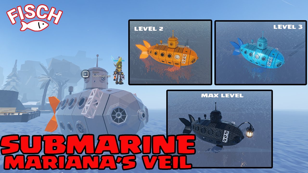CARA UPGRADE SUBMARINE LEVEL MAX DI UPDATE FISCH ROBLOX MARIANA'S VEIL ...