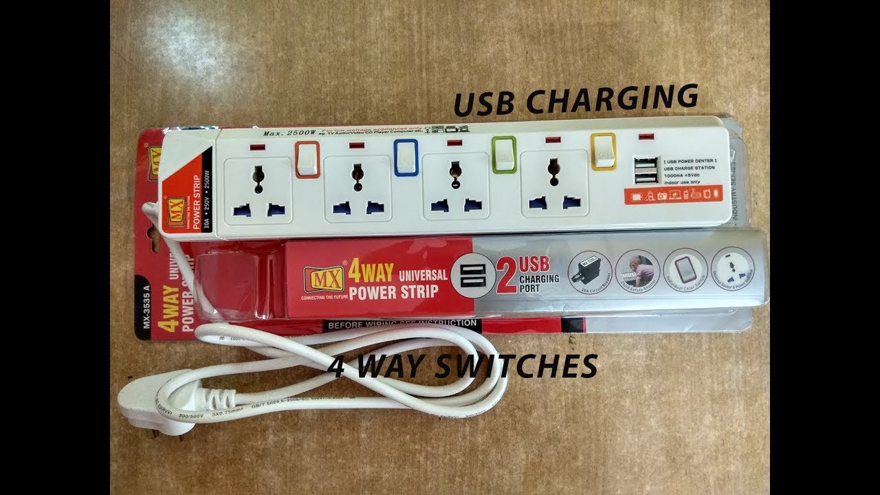 MX 4 Way Power Strip With 2 USB Ports - Unboxing And Impressions - YouTube