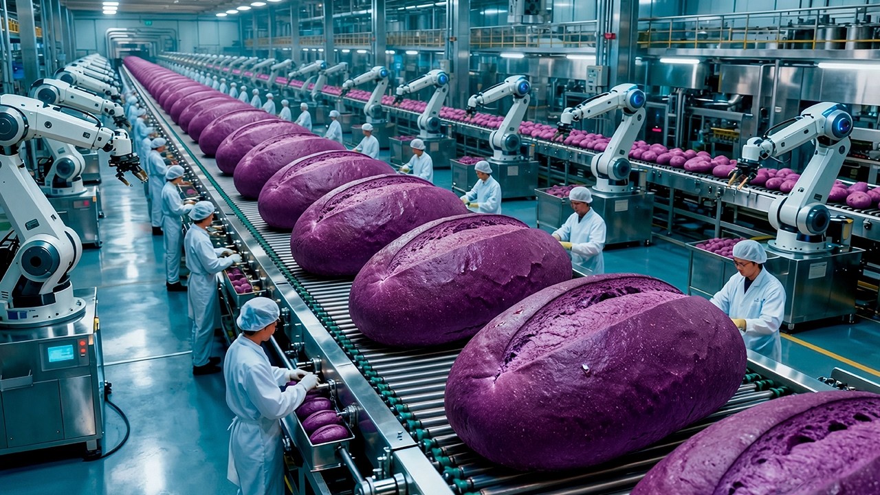 Inside a Modern Purple Bread Factory: From Grain to Vibrant Purple ...