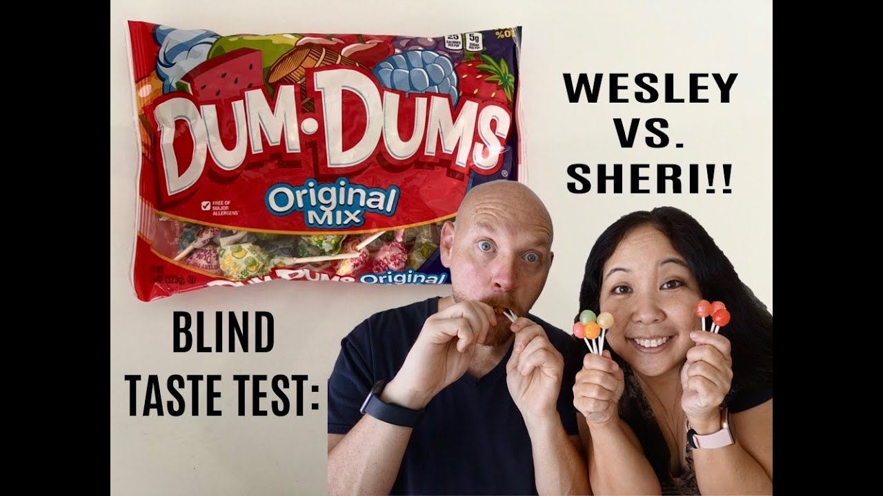 Wesley vs. Sheri: Blindfolded Taste Test - Dum Dums Lollipops - YouTube
