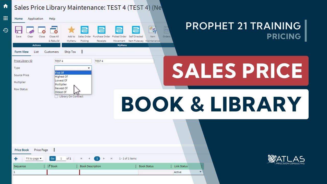 Prophet 21 Training and How To | Pricing: Sales Price Book & Library ...